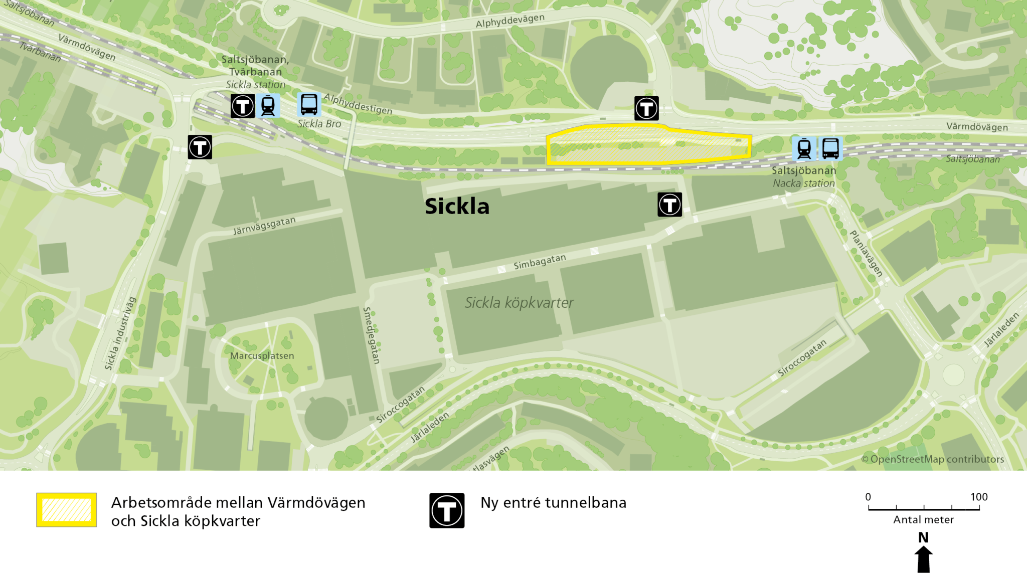 Utökade arbetstider ovan jord i Sickla