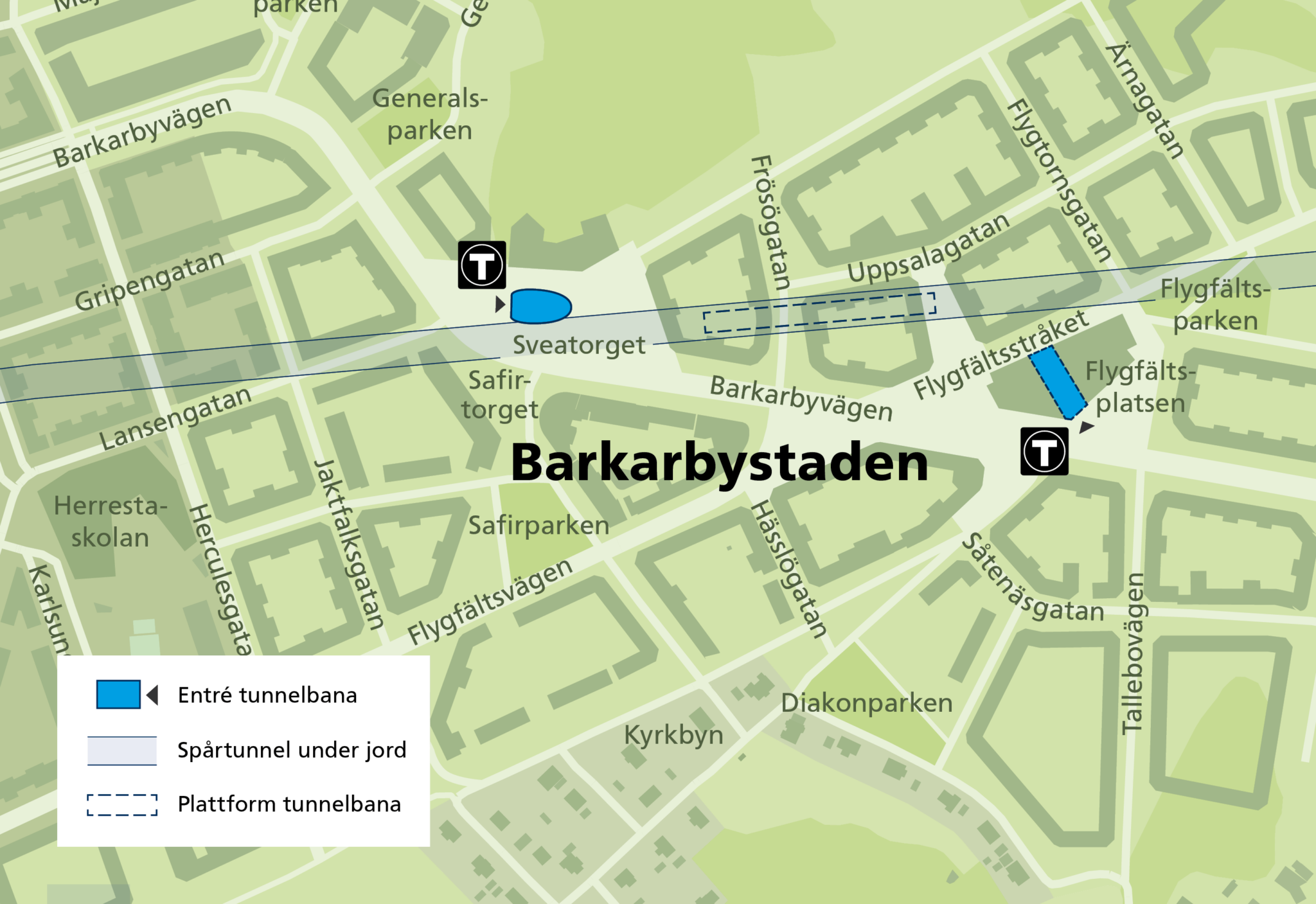 Nya tunnelbanan – Stationer – Barkarbystaden