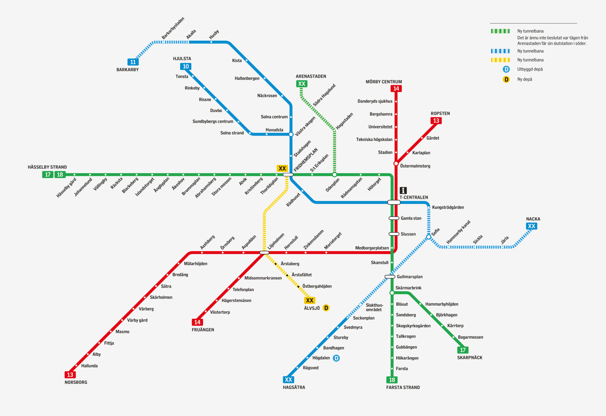 Nya tunnelbanan – 18 stationer och tre mil nya spår